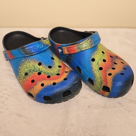 CROCS | Shoes | Crocs Classic Tie Dye Graphic Clog Blackmulti Spray Dye ...